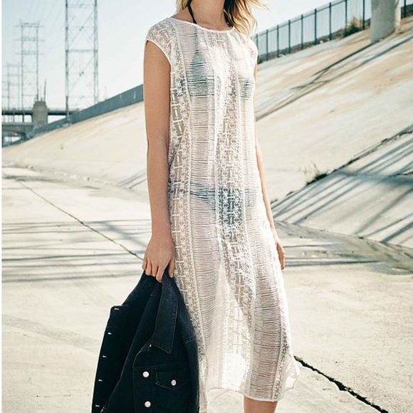 All Saints | Dresses | All Saints Ivory Hallow Out Sheer Mesh Lace Side ...